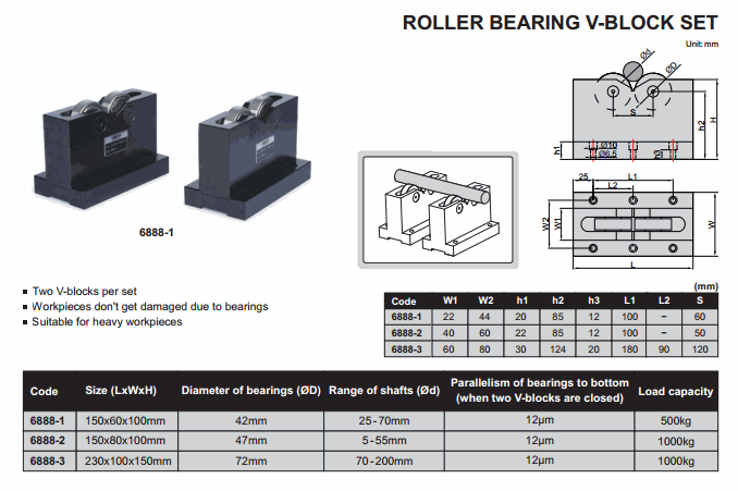 INSIZE 6888-2 ROLLER BEARING V-BLOCK SET (150x80x100mm) | EMIN.VN